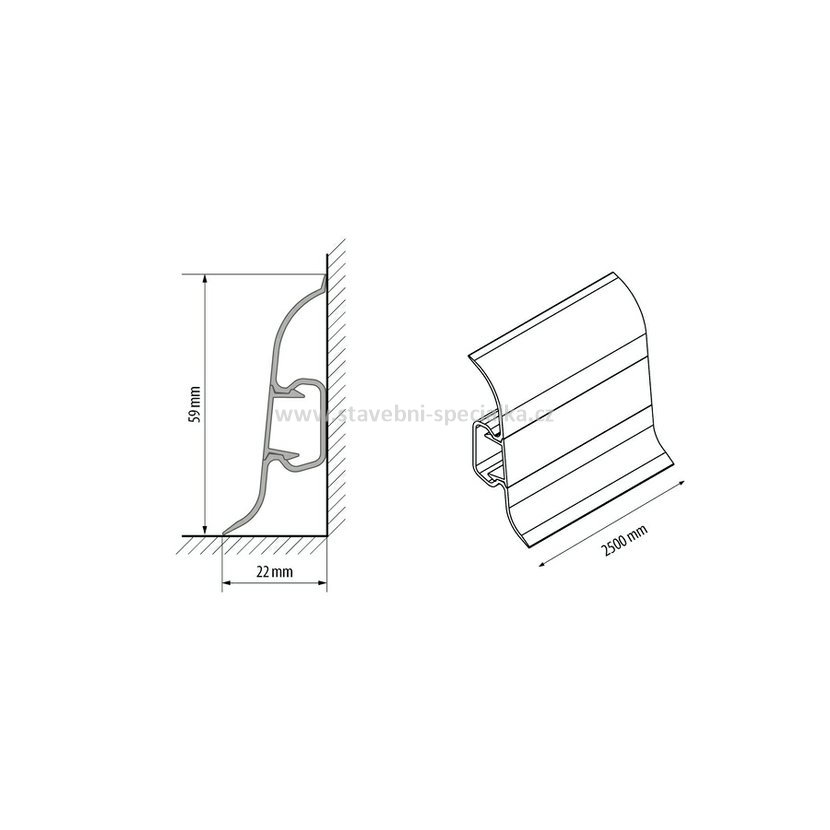 Soklová lišta dl. 2,5m PVC | stavebni-specialka.cz
